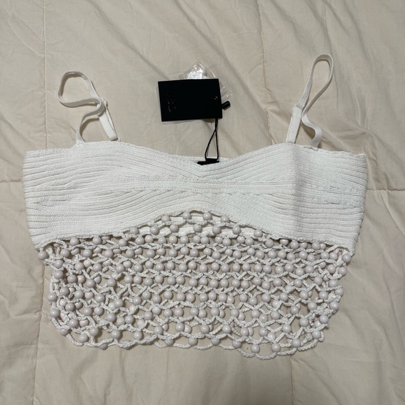 NBD | Tops | Revolve Nbd Natalia Beaded Crochet Tank In White | Poshmark